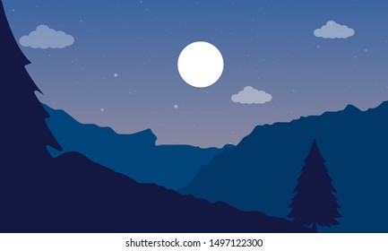 Cool Night Landscape Clouds Mountains Background Stock Vector (Royalty ...