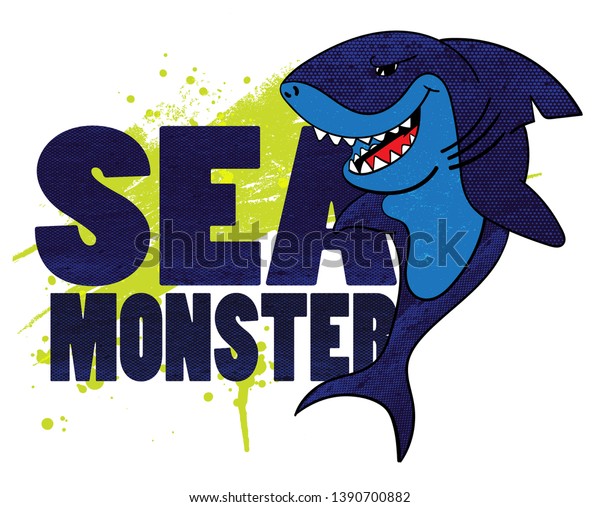 Cool Print Shark Slogan Print Clothes Stock Vector (Royalty Free ...