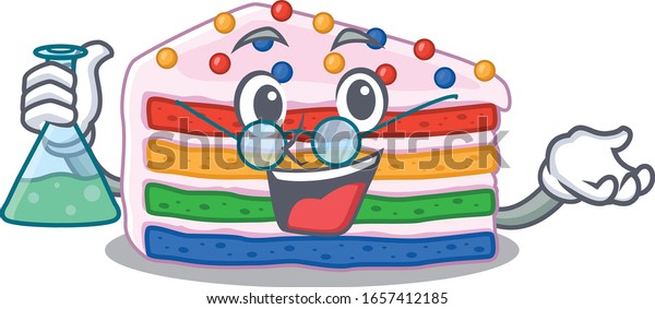 Cool Rainbow Cake Professor Cartoon Character Stock Vector (Royalty ...