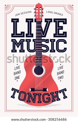 Cool Retro Styled Live Music Tonight Stock Vector (Royalty Free ...