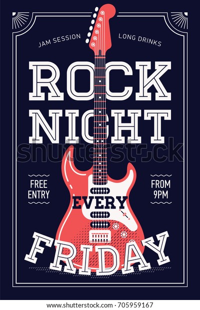 Cool Rock Night Every Friday Vector Stock Vector (Royalty Free) 705959167