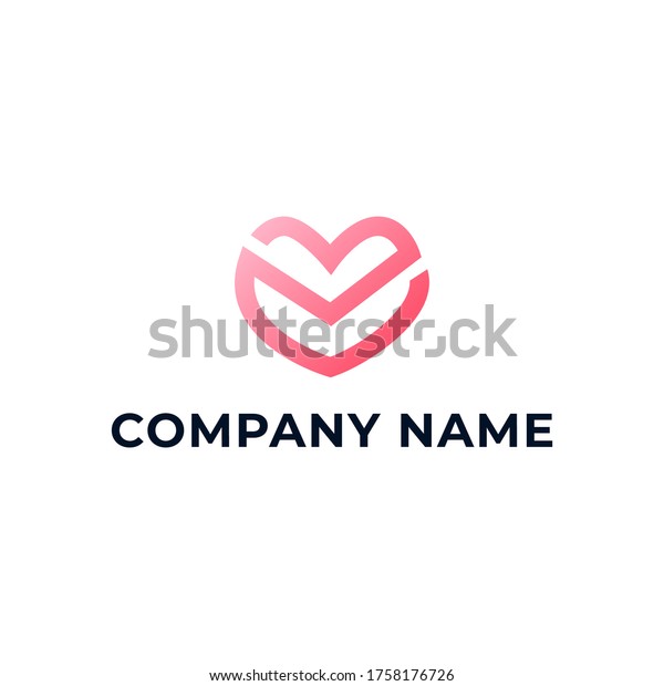 Cool Simple Love Logo Heart Log Stock Vector (Royalty Free) 1758176726 ...