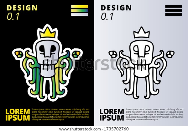 Cool Skull Head Doodle Illustration Poster Stock Vector (Royalty Free ...