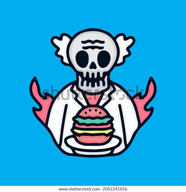 Cool Skull Professor Burger Cartoon Illustration Stock Vector (Royalty ...