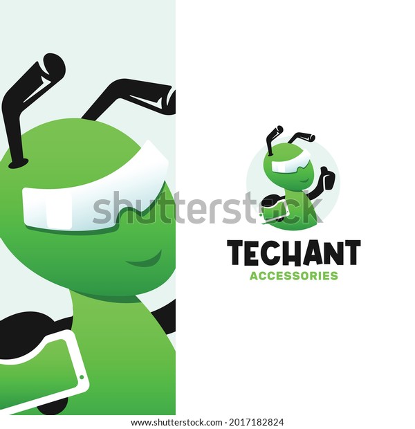Cool Techy Ant Character Holding Smartphone Stock Vector (Royalty Free ...