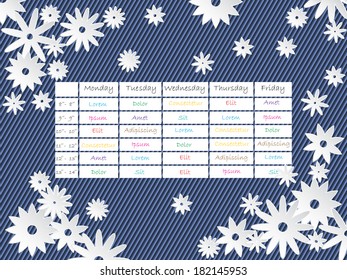 Cool Timetable Template Design Flowers Striped: ภาพประกอบสต็อก ...