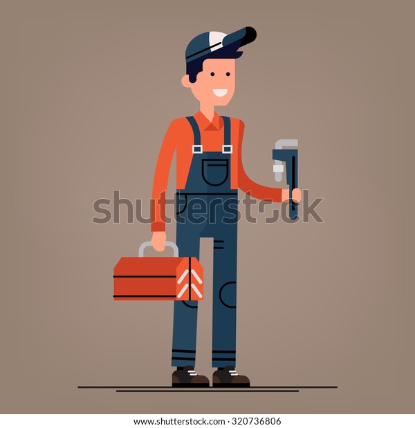 Cool Vector Plumber Male Character Standing Stock Vector (Royalty Free ...