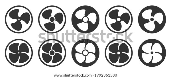 Cooling Fan Icon Symbol Shape Air Stock Vector (Royalty Free ...