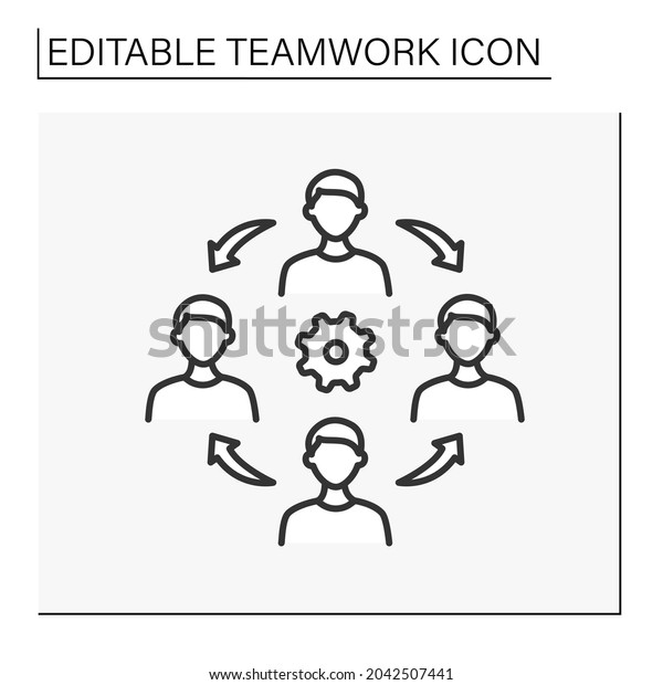 Cooperation Line Icon Cooperation Mechanisms Between Stock Vector ...