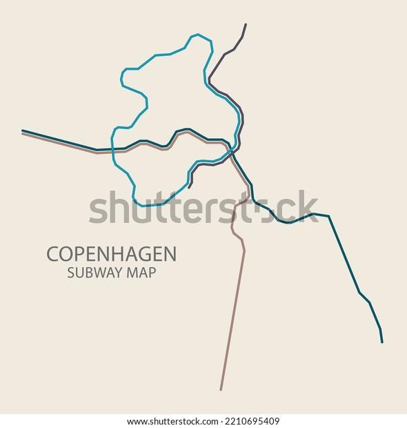 Copenhagen City Subway Vector Map Colored Stock Vector (Royalty Free ...
