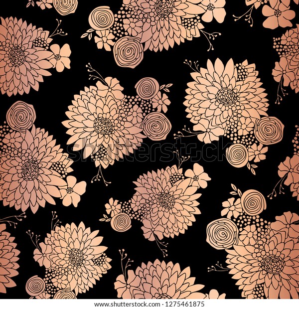 Copper Foil Flower Pattern Seamless Background Stock Vector (Royalty ...
