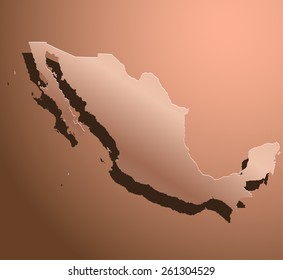 Copper Map Mexico: vector de stock (libre de regalías) 261304529 ...