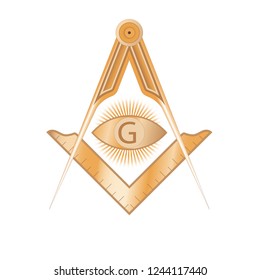 Copper Masonic Square Compass Symbol G Stock Vector (Royalty Free ...