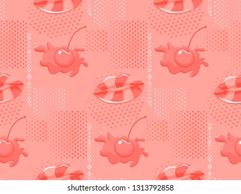Coral Color Candy Lips Cherry Liquid Stock Vector (Royalty Free ...