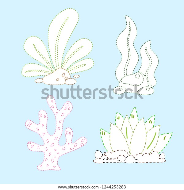 Coral Line Drawing Vector Design Kid Stock Vector (Royalty Free ...