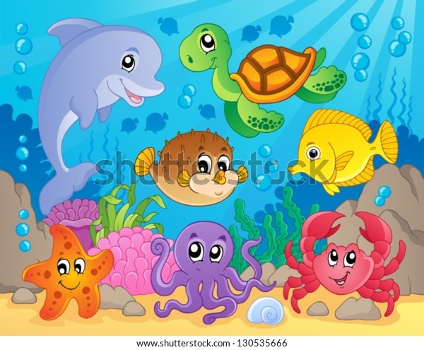 Coral Reef Theme Image 5 Vector Stock Vector (Royalty Free) 130535666 ...