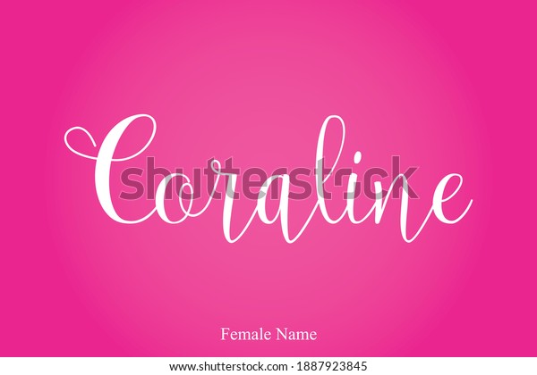 Coralina Nombre Femenino Caligrafía Cursiva Texto Inscripción En Fondo Rosa