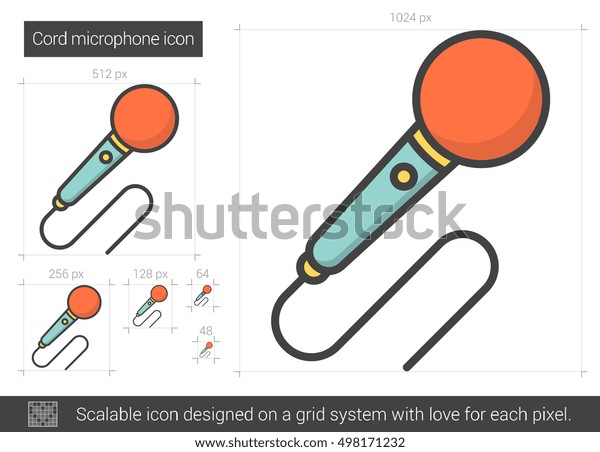 Cord Microphone Vector Line Icon Isolated Stock Vector (Royalty Free ...