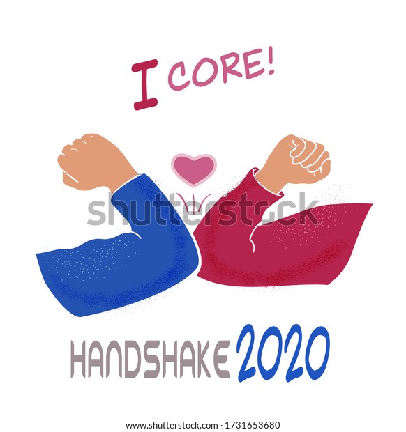 Core Lettering Elbow Bump Handshake 2022 Stock Vector (Royalty Free ...