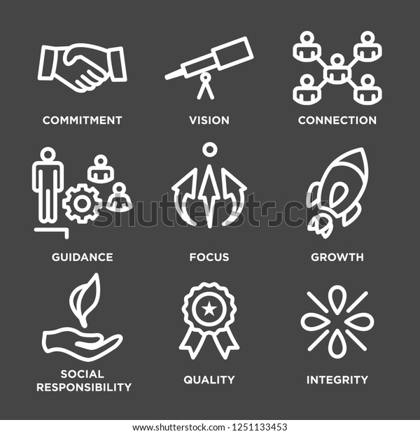 Core Values Outline Line Icon Conveying Stock Vector (Royalty Free ...