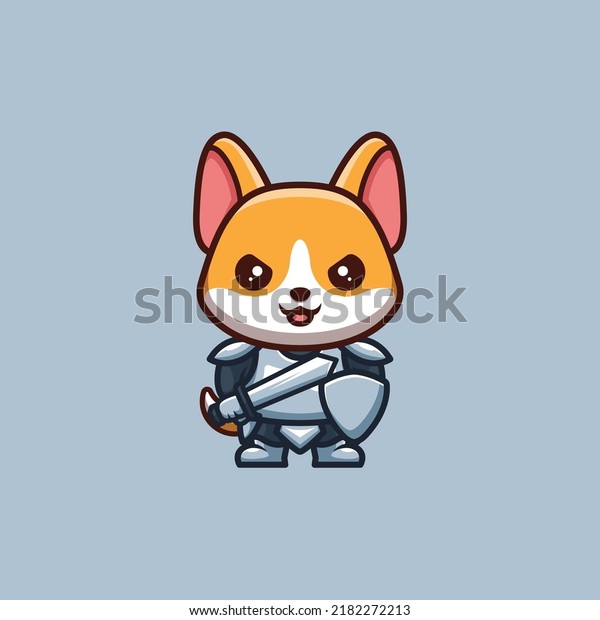 Corgi Knight Cute Creative Kawaii Cartoon Stock Vector (Royalty Free ...