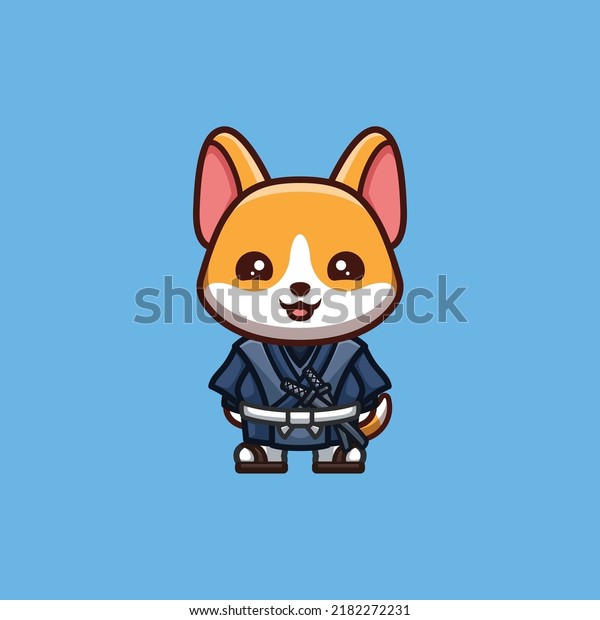 Corgi Samurai Cute Creative Kawaii Cartoon Stock Vector (Royalty Free ...
