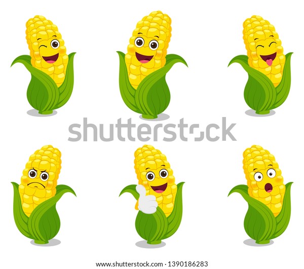 Corn Cartoon Set Illustration Design Stock Vector (Royalty Free) 1390186283