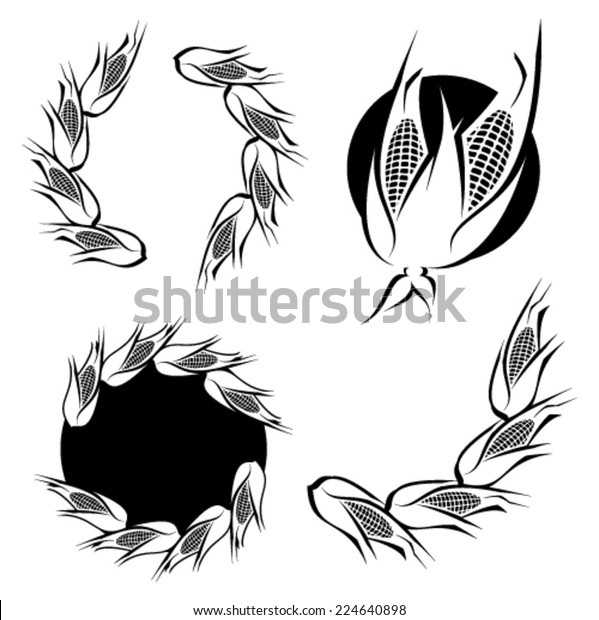 Corn Cob Symbol Set Black Symbols Stock Vector (Royalty Free) 224640898