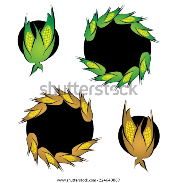 Corn Cob Symbol Set Colors Isolated Stock Vector (Royalty Free ...