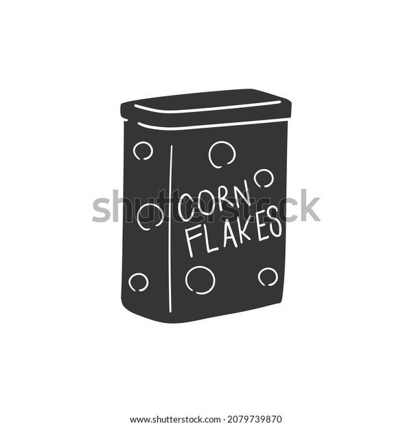 Corn Flakes Icon Silhouette Illustration Breakfast Stock Vector ...