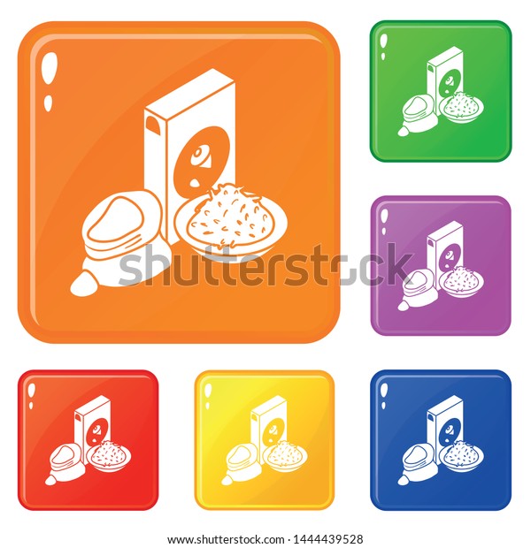 Corn Flour Icons Set Collection Vector Stock Vector (Royalty Free ...