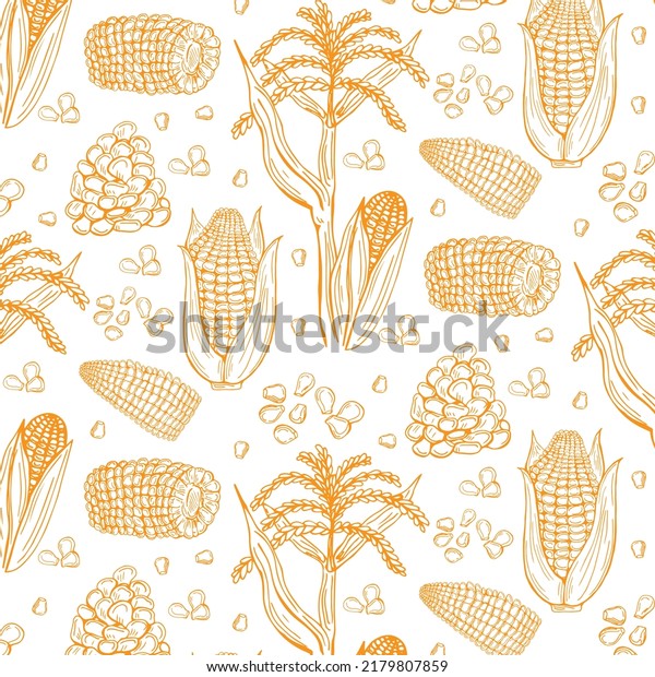 Corn Graphic Yellow Color Seamless Pattern Stock Vector (Royalty Free ...