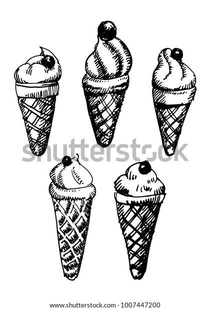 Corn Ice Cream Hand Drawn Line Stock Vector (Royalty Free) 1007447200