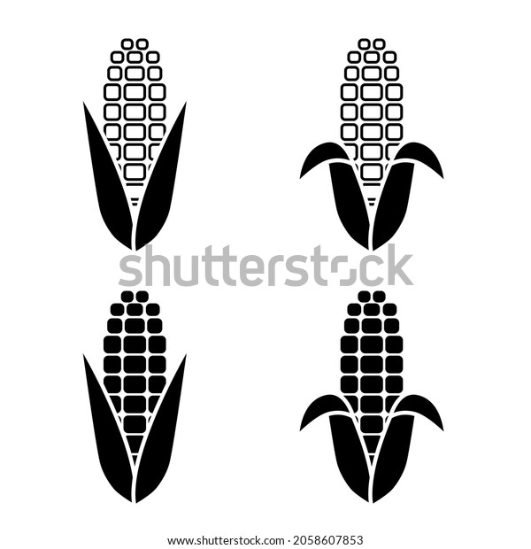 Corn Icons Isolated On White Background Stock Vector (Royalty Free ...