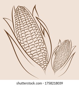 Corn Outline Style Vector Illustration Stock Vector (Royalty Free ...