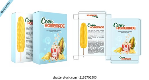 Corn Packaging Box Design Dyeline Illustrator Stock Vector (Royalty ...