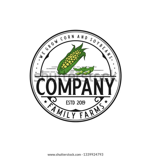Corn Soybean Farm Classic Logo Stock Vector (Royalty Free) 1339924793