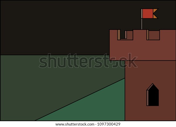 Corner Castle Tower Banner Night Stained Stock Vector (Royalty Free ...
