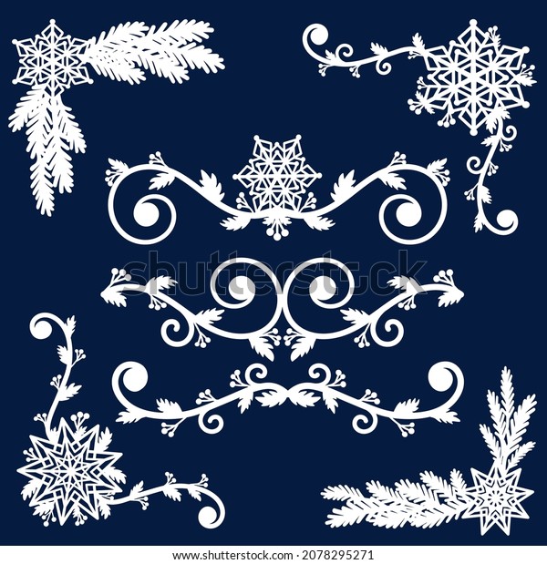 Corner decorative elements and dividers from snowflakes. Cutting file ...