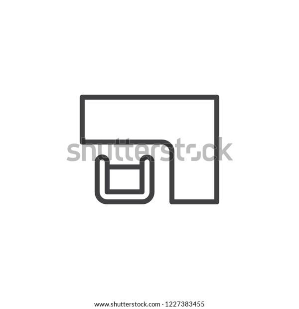Corner Desk Top View Outline Icon Stock Vector (Royalty Free ...