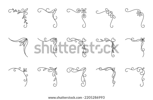 Corner Frame Line Decorative Calligraphic Design Stock Vector (Royalty ...