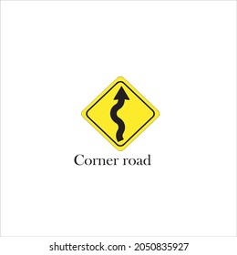 Corner Road Symbol On White Background Stock Vector (Royalty Free ...