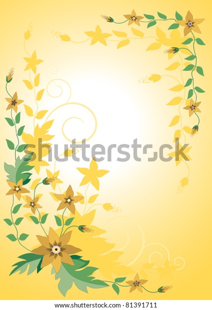 Corner Yellow Flowers On Yellow Background Stock Vector (Royalty Free ...