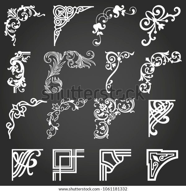 Corners Borders Decorative Vintage Frames Design Stock Vector (Royalty ...