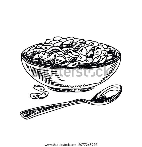 Cornflakes Hand Drawn Black White Vector Stock Vector (Royalty Free ...