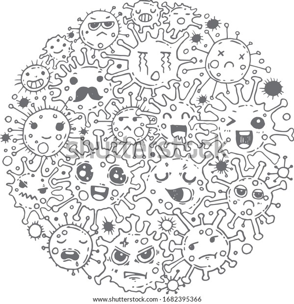 Corona Virus Doodles Kawaii Vector Stock Vector (Royalty Free ...