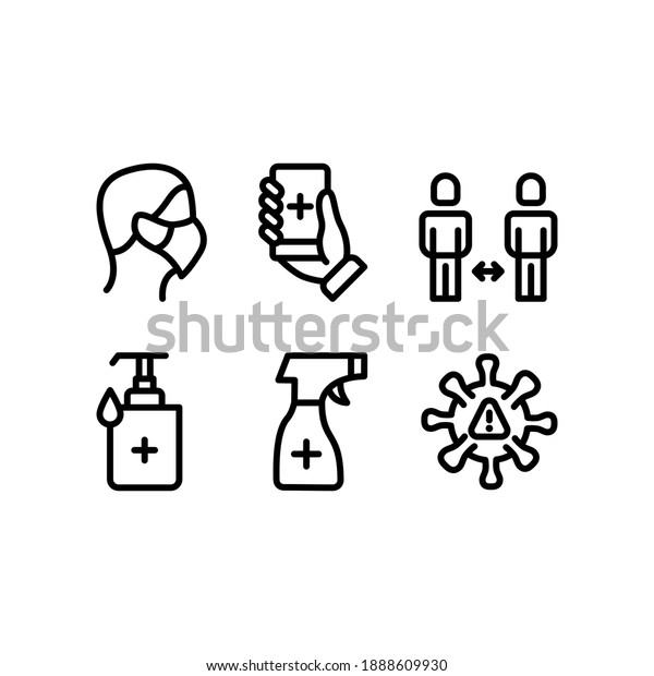 Corona Virus Preventing Health Protocol Line Stock Vector (Royalty Free ...