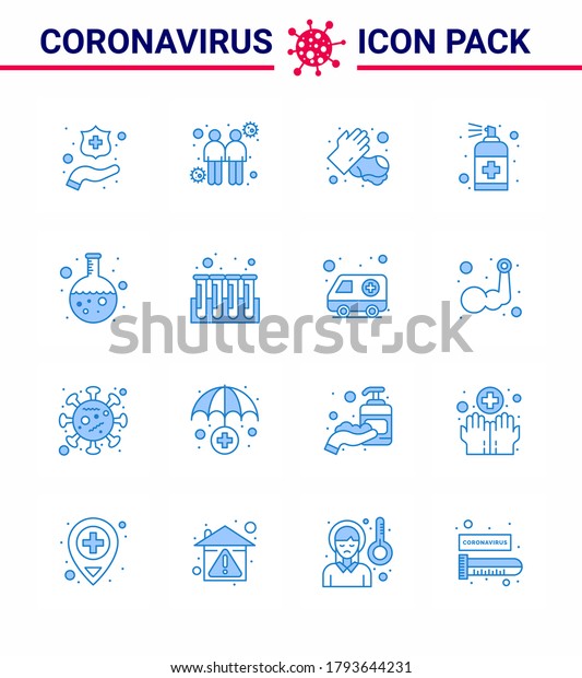 CORONAVIRUS 16 Blue Icon set on the theme of Corona epidemic contains ...