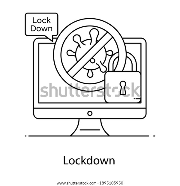 Coronavirus Isolation Period Linear Outline Concept Stock Vector ...
