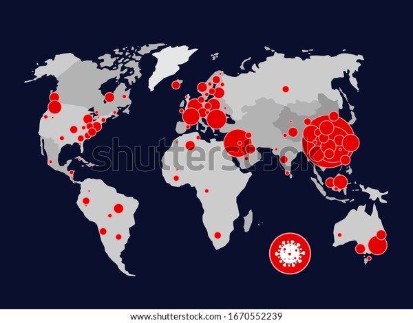 Coronavirus map. Vector diagram, flow chart, infographics of the spread ...